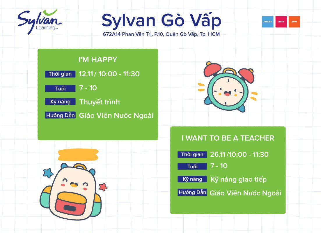 Lịch chủ đề Câu lạc bộ Tiếng Anh Sylvan Learning tháng 11